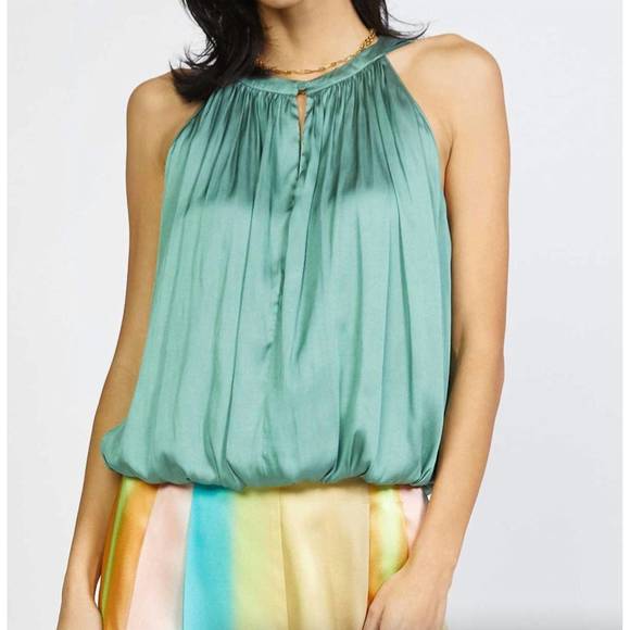 Current Air | Tops | New Current Air Split Neck Halter Top In Sage ...